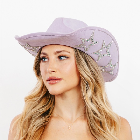 Accessories | Purple Rhinestone Star Rodeo Cowboy Cowgirl Hat | Poshmark